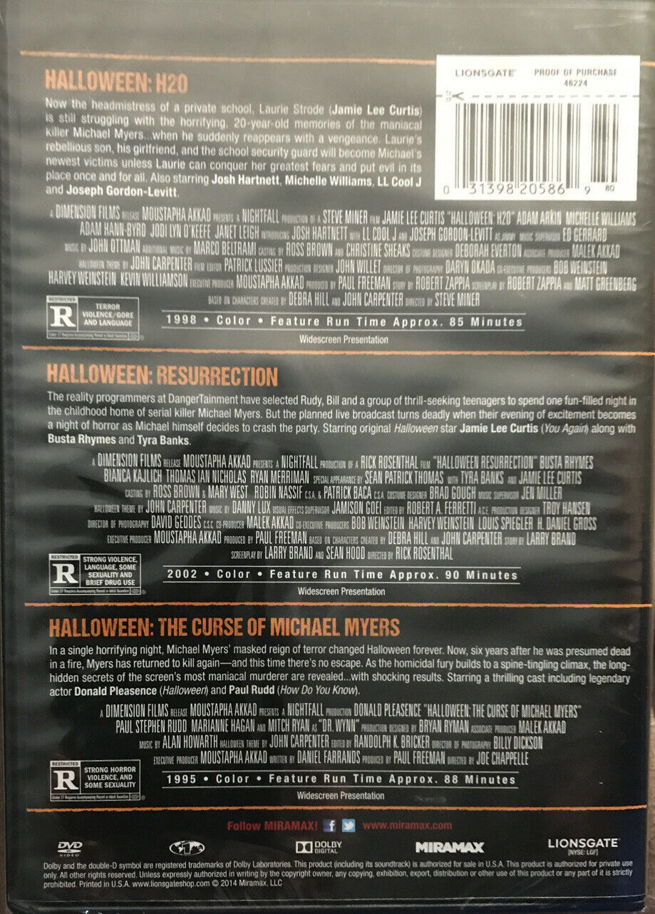 The Halloween Collection 3 MOVIE COLLECTION ~ BRAND NEW 3-FILM DVD SET ...