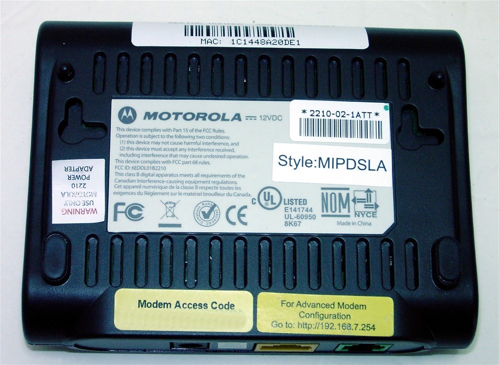 Motorola ATT U-Verse Single Port DSL Modem - Modems