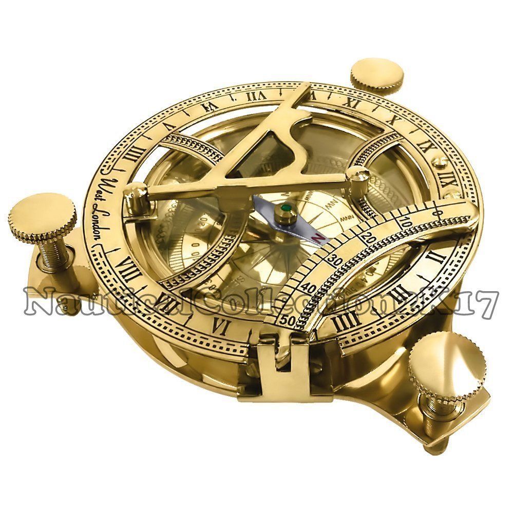 NauticalMart Solid Brass Vintage Marine Sundial Compass - Compasses