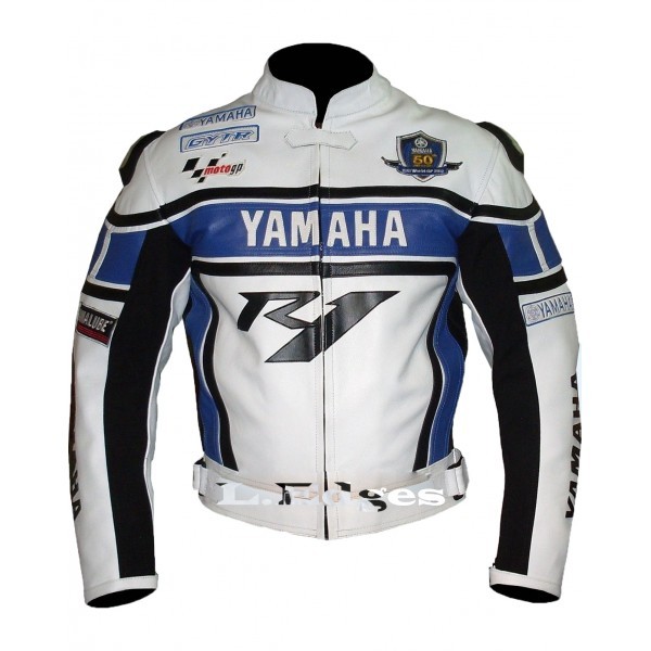Yamaha Blue R1 Motorbike Motorcycle Biker Leather Jacket Men's ...