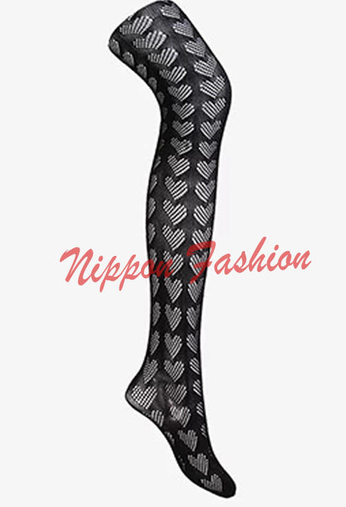 Forever21 Fishnet Heart Shape Crochet Pantyhose Black Stockings Tights ...