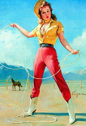 Cowgirl Lasso Pin Up Girl Elvgren Art Print 8 In X 10 In Matted To
