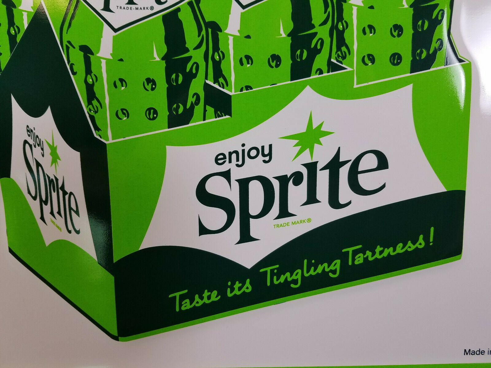 ENJOY SPRITE SIX PACK 36" LONG AMERICAN MADE EMBOSSED METAL ADVERTISING ...