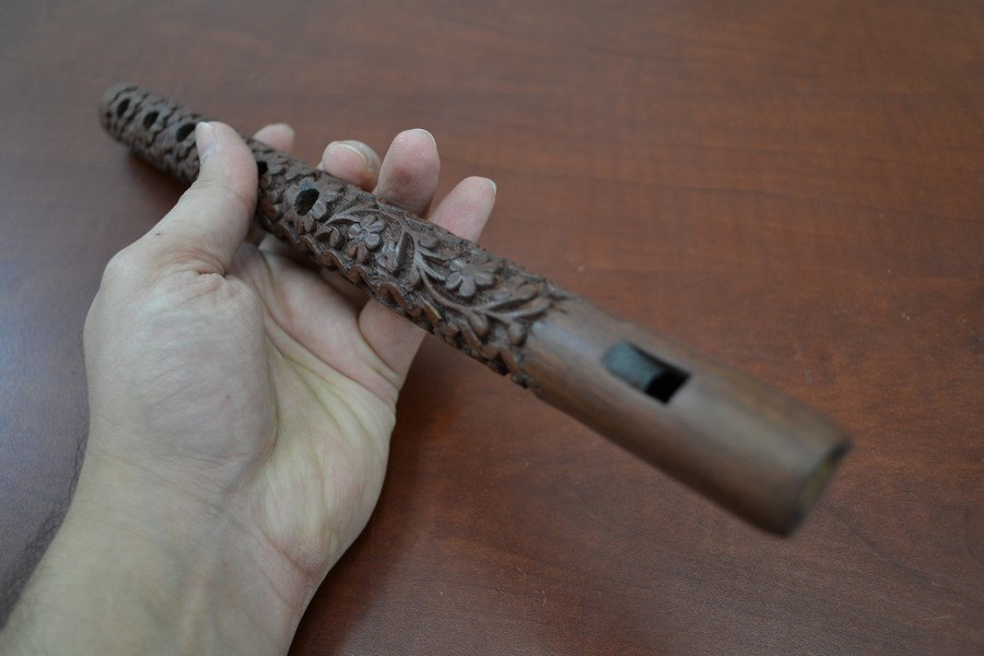 hand CARVED WOOD flute 12" #F-594 - Wind & Woodwind