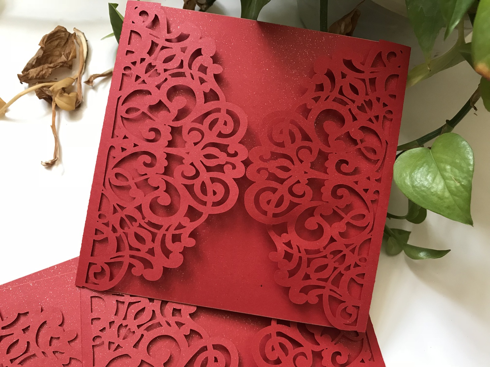 50pcs Red Laser Cut Wedding Invitations,Invitation Cards,Wedding Cards ...