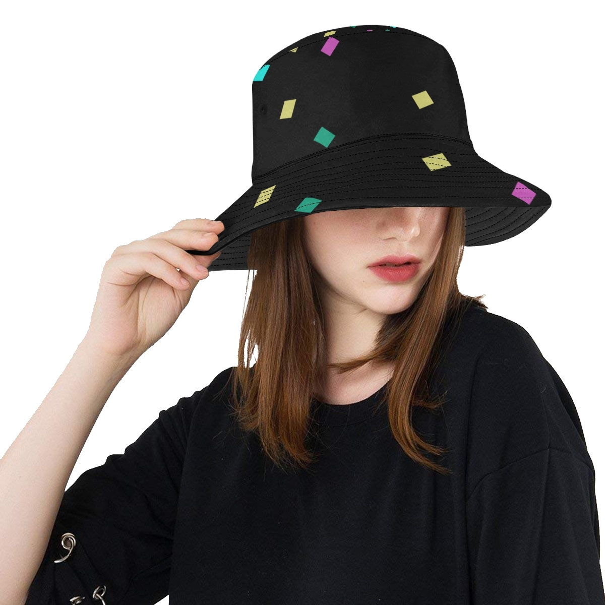 Neon 7d Shapes Dark Background Cube Fashion Fishing Sun Bucket Hats - Hats