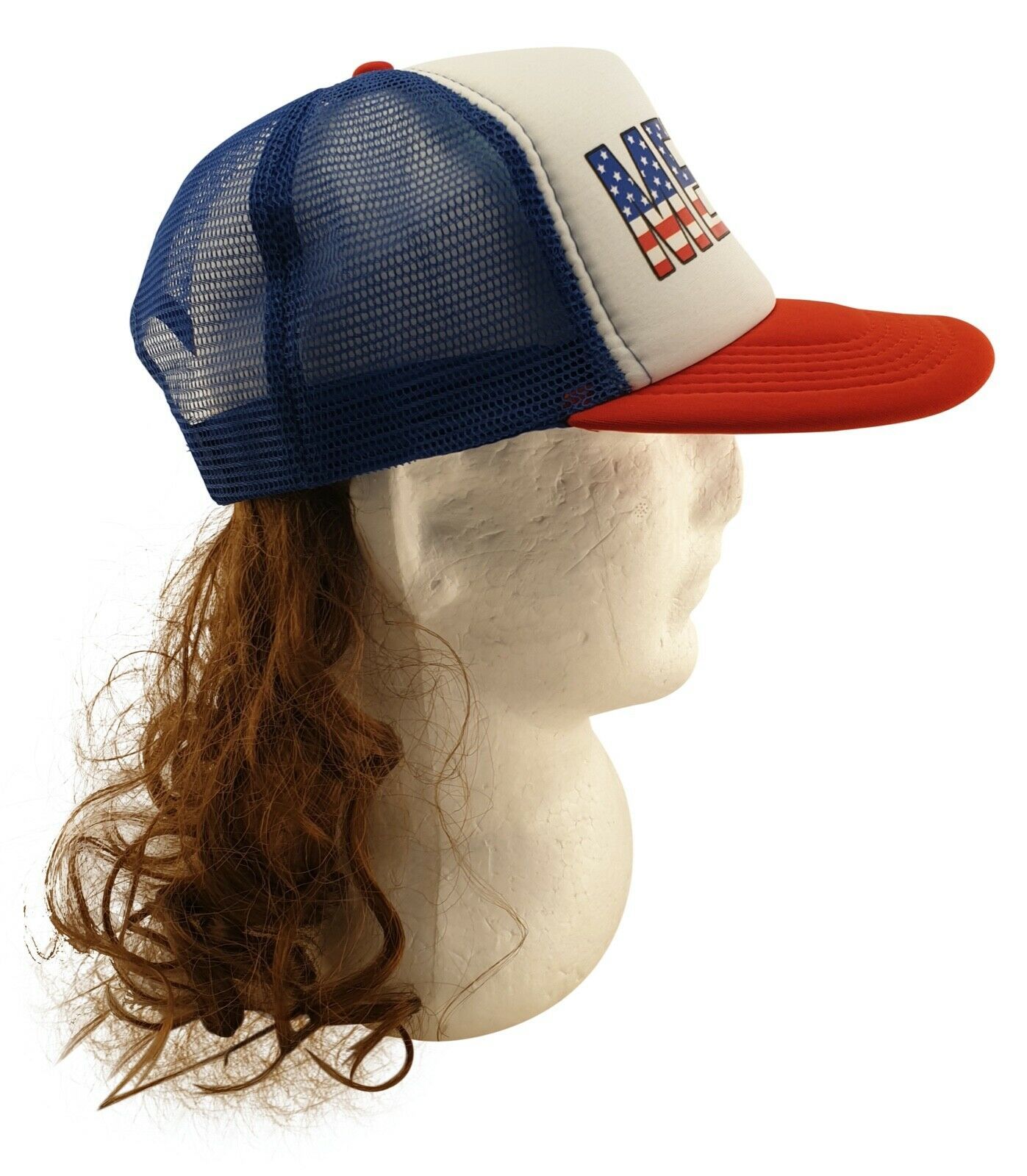 USA Mullet Hat Brown Wig Merica Redneck 4th of July All American ...