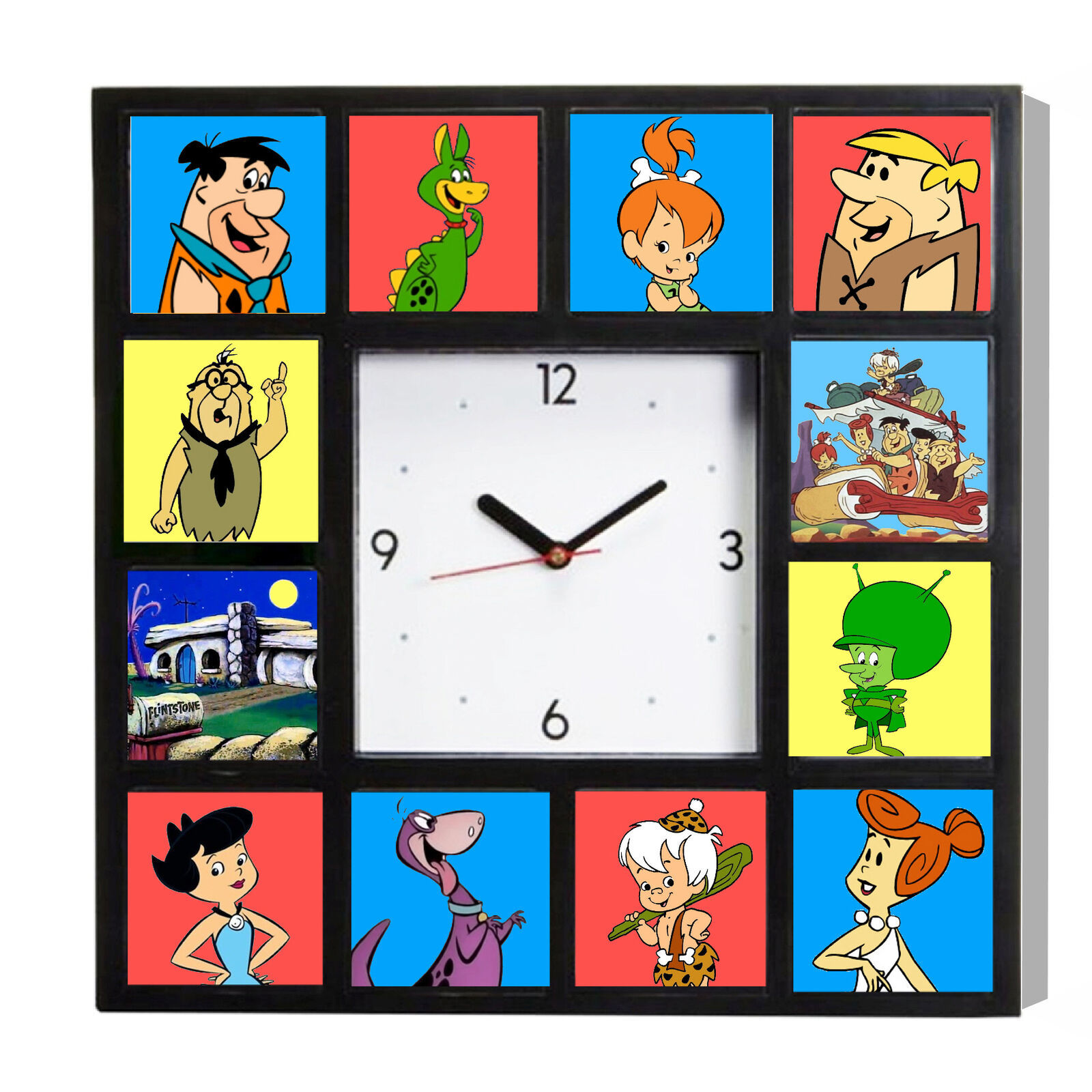 The Flintstones Fred Wilma Betty Barney Dino Gazoo +more Clock with 12 ...