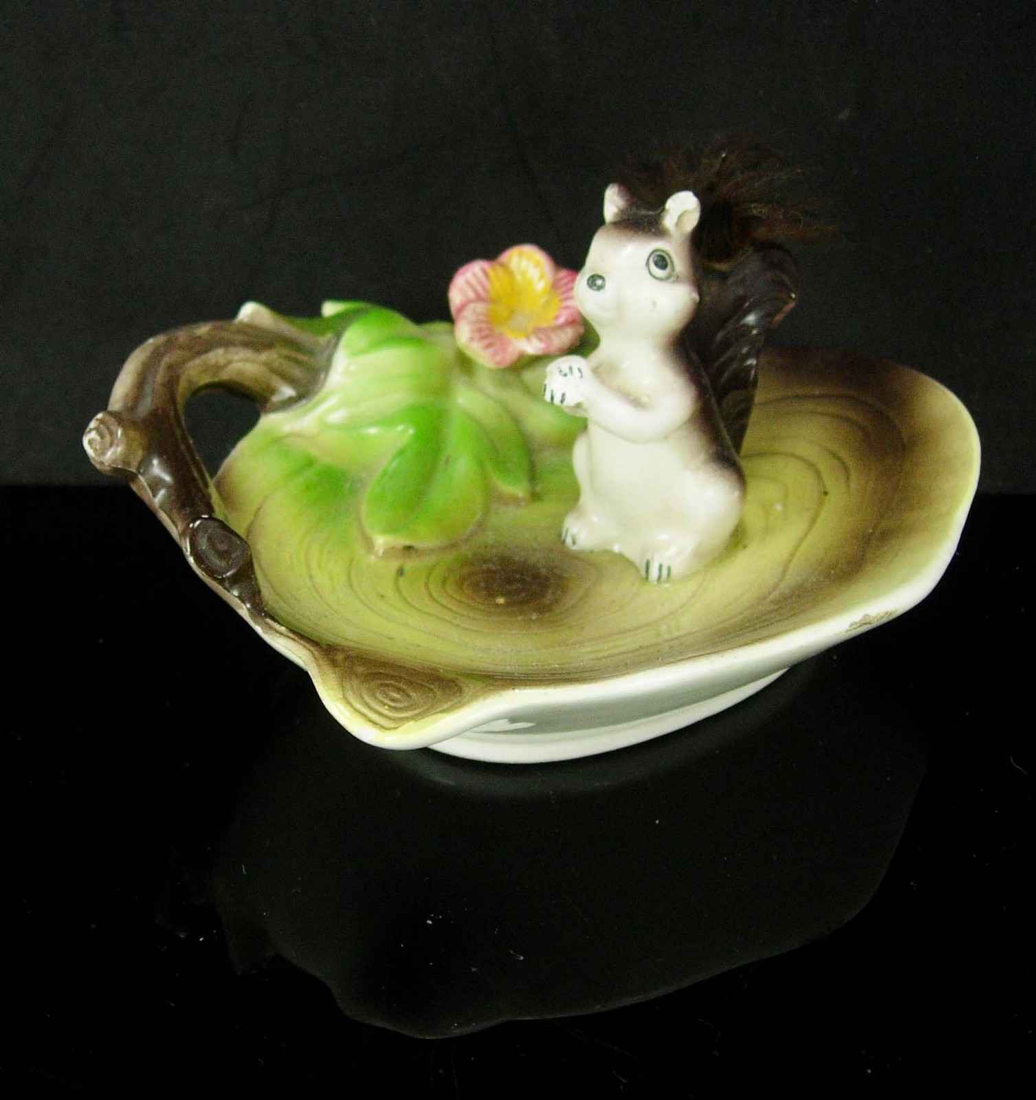 Whimsical SKUNK ashtray Trinket tray Furry tail Vintage gift dresser ...