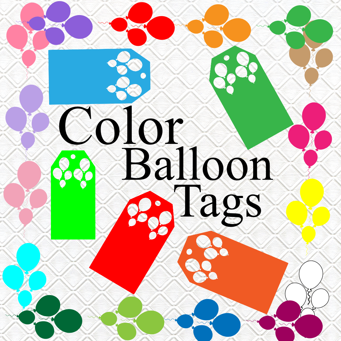 Color Balloon Tags-Digital Clipart-Gift Cards-Gift Tag-Jewelry-Tshirt ...