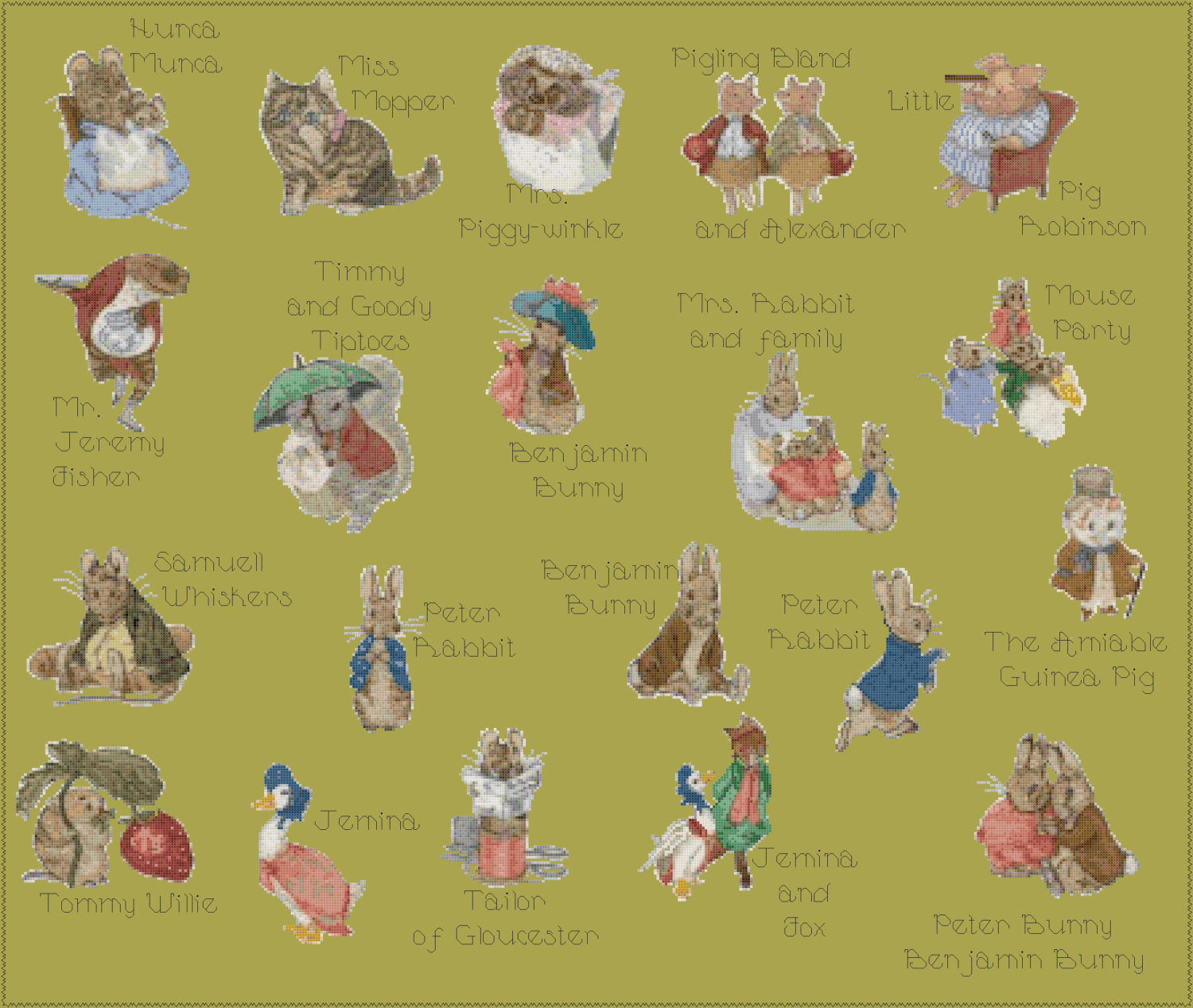 Counted cross Stitch Pattern beatrix potter characters 431 * 362 ...