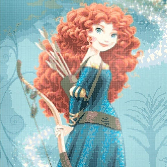 counted Cross stitch pattern Merida Disney Pixar 165x283 stitches BN555 ...