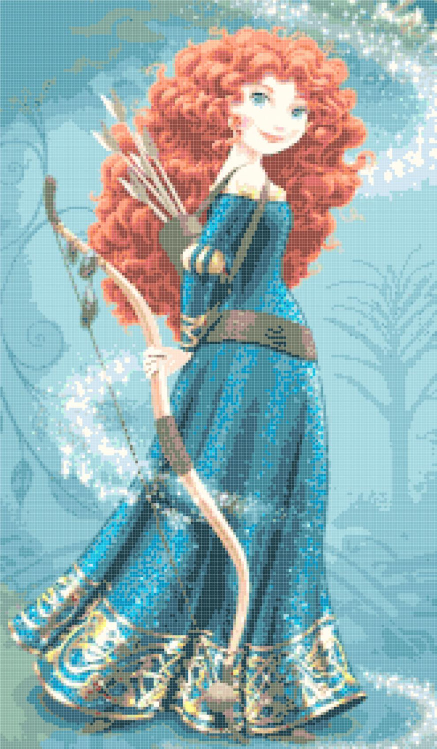 counted Cross stitch pattern Merida Disney Pixar 165x283 stitches BN555 ...