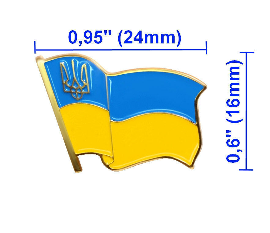 Ukrainian flag Lapel Pin Tryzub Trident Metal Golden Color Blue and ...