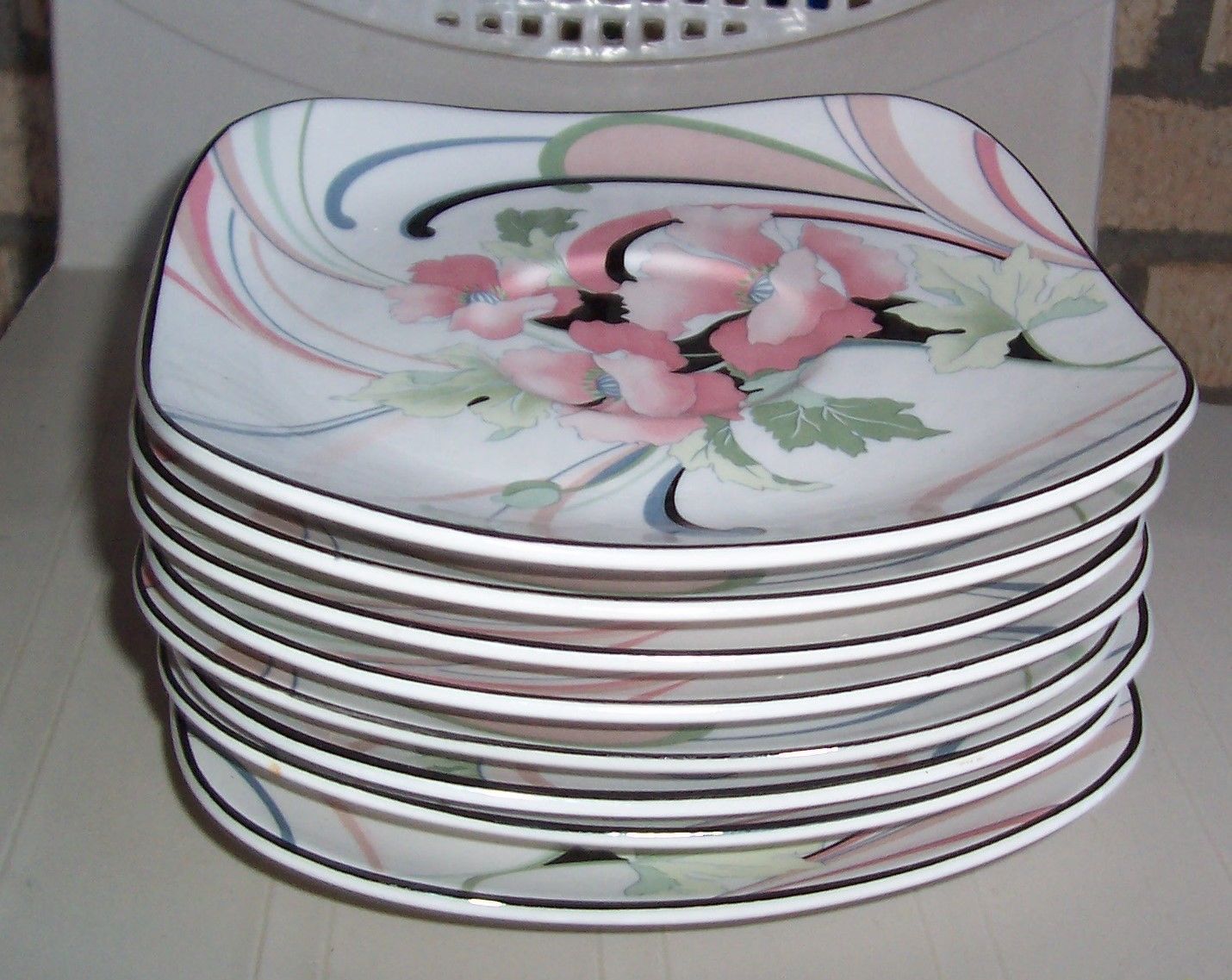 Sango-OUADRILLE Anastasia Semi- Porcelain( 8 )Saucers by Andre Richards ...