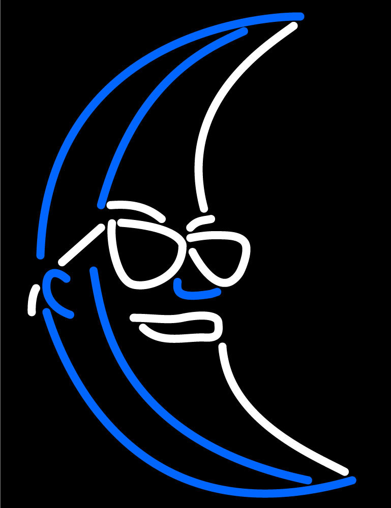 Blue Light Up Moon Neon Sign - Other Collectible Lighting