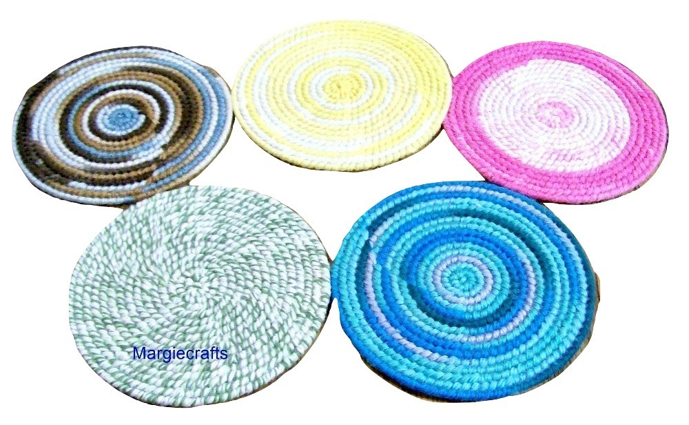 Light Colored Coasters, Plastic Canvas, Handmade, Cross Stitch, Round ...