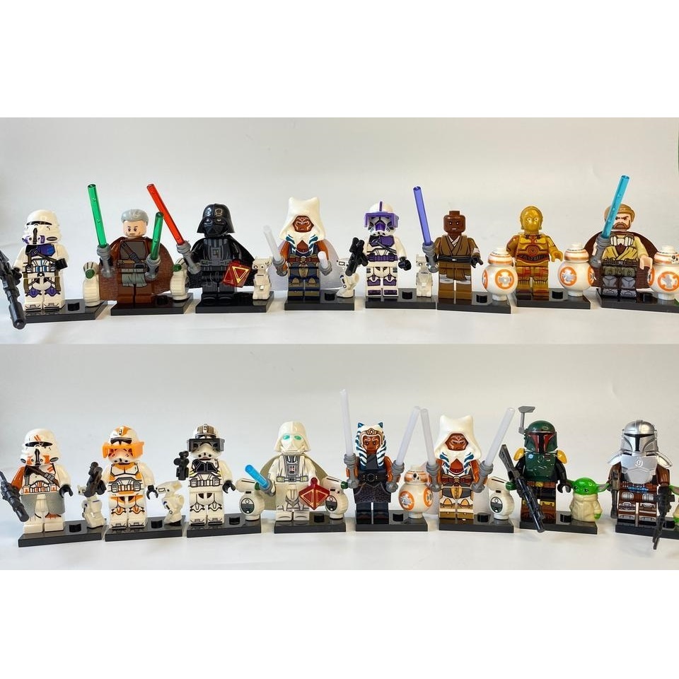 16pcs Star Wars Mando Ahsoka Obi-Wan Darth Vader Rahm Kota and more ...