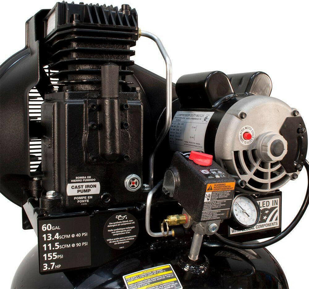 Husky Electric Air Compressor 60 Gal. 3.7 HP 155 PSI Single Stage Oil ...