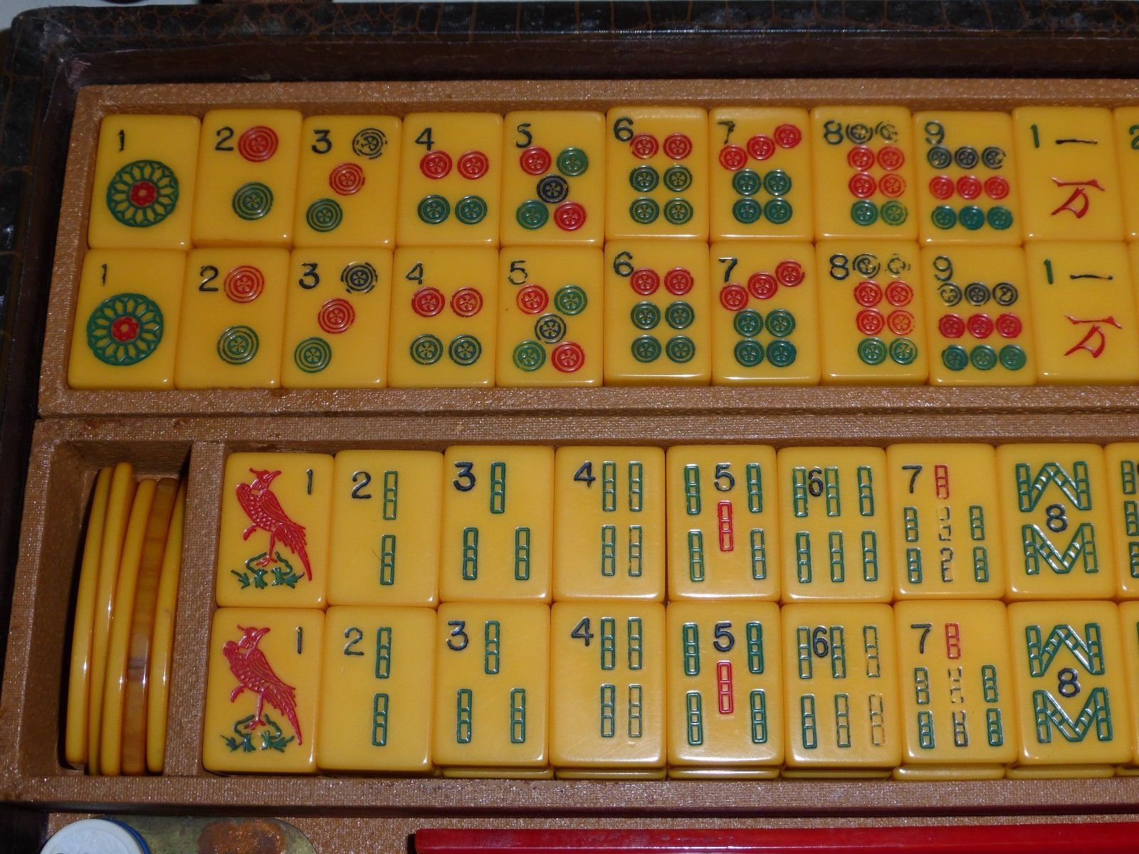 RARE VINTAGE MAH JONGG MAHJONG BAKELITE 160 TILES 3 DICE 5 RACKS ...