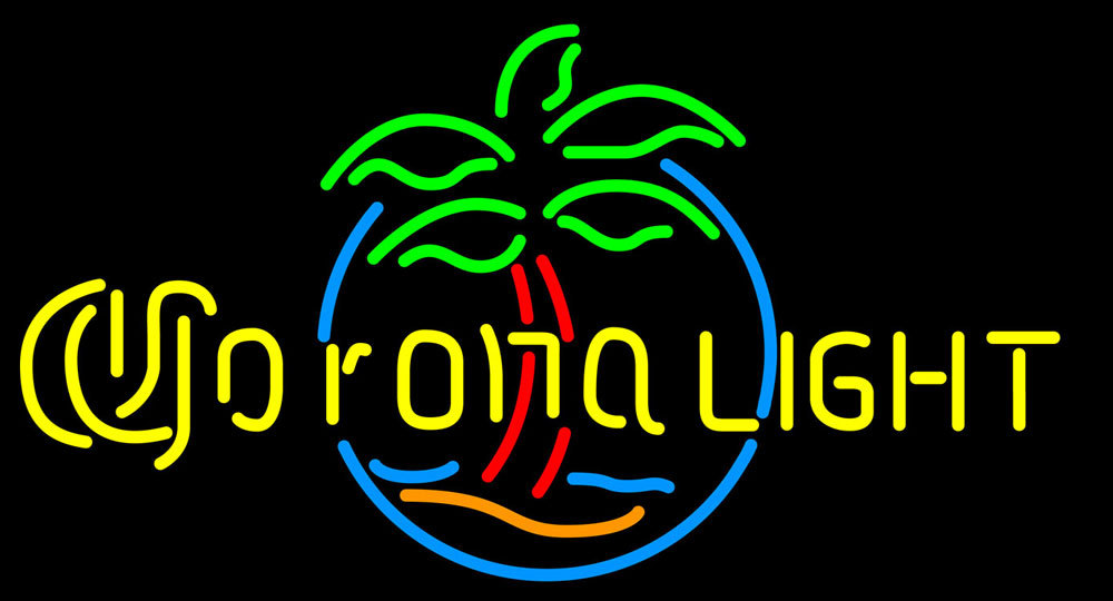 Corona Light Palm Tree Circle Neon Sign - Neon