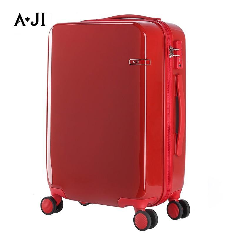 Women Red Suitcase Rolling Luggage Trolley Case Hardside PC TSA Lock ...