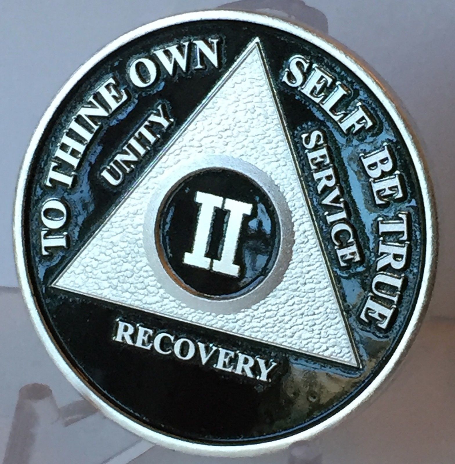 Black & Silver Plated 2 Year AA Chip Alcoholics Anonymous Medallion ...