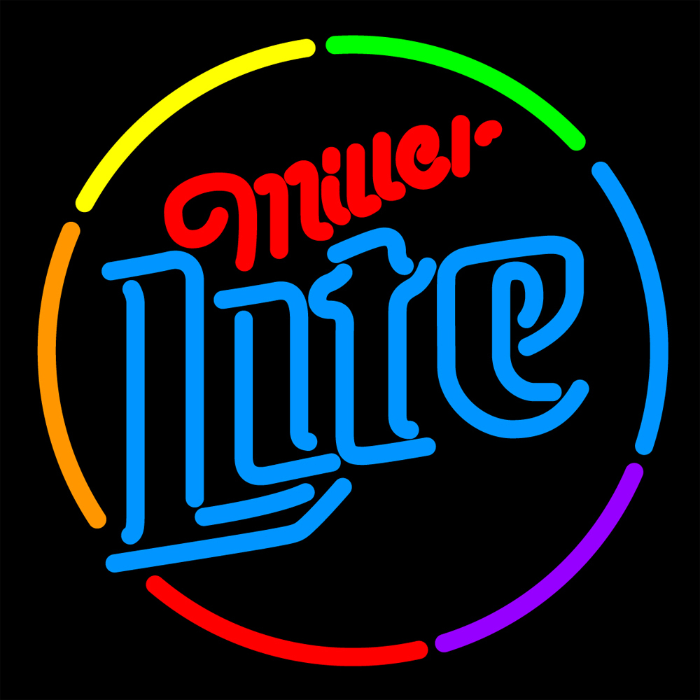 Miller Lite Multi Color Circle Neon Sign - Other Collectible Lighting