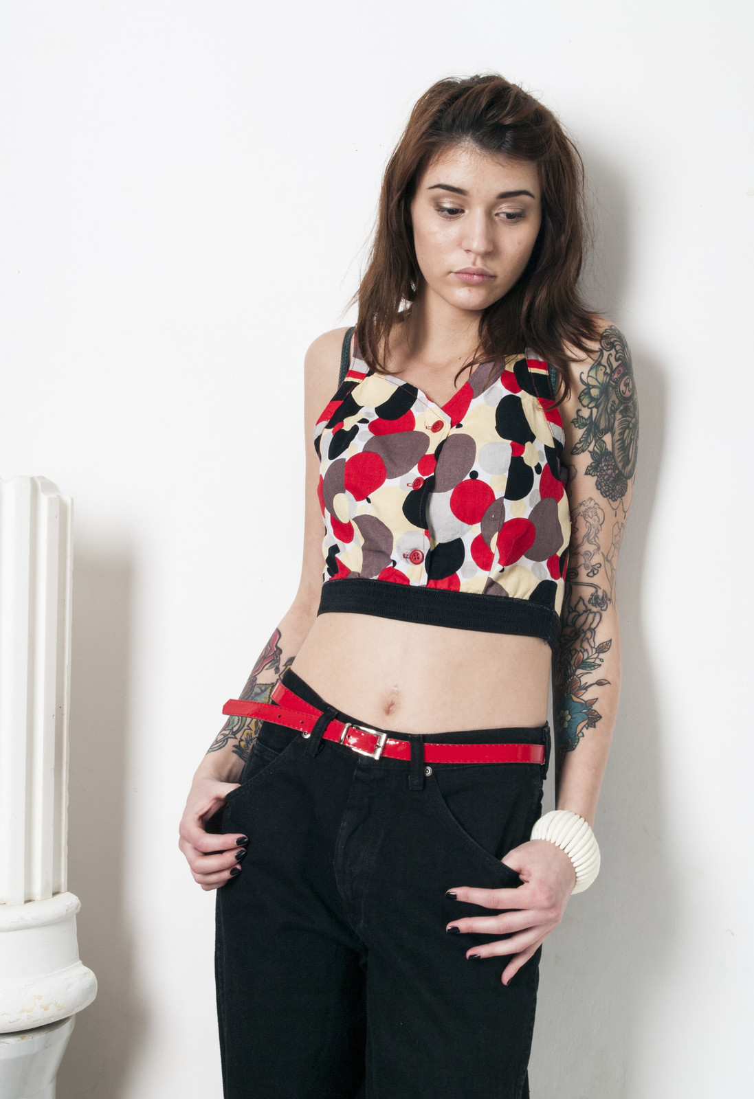 Psychedelic Printed 90s Vintage Cotton Crop Top Tops
