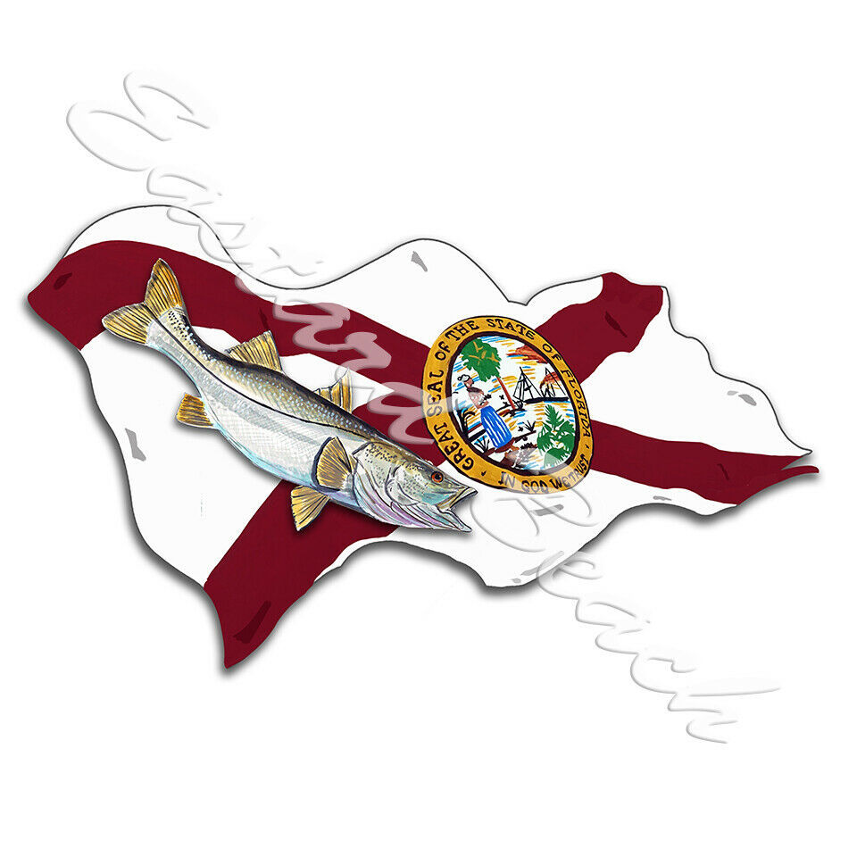 Florida State Flag with Snook Fish Vinyl Decal - Car Truck RV Tumbler ...