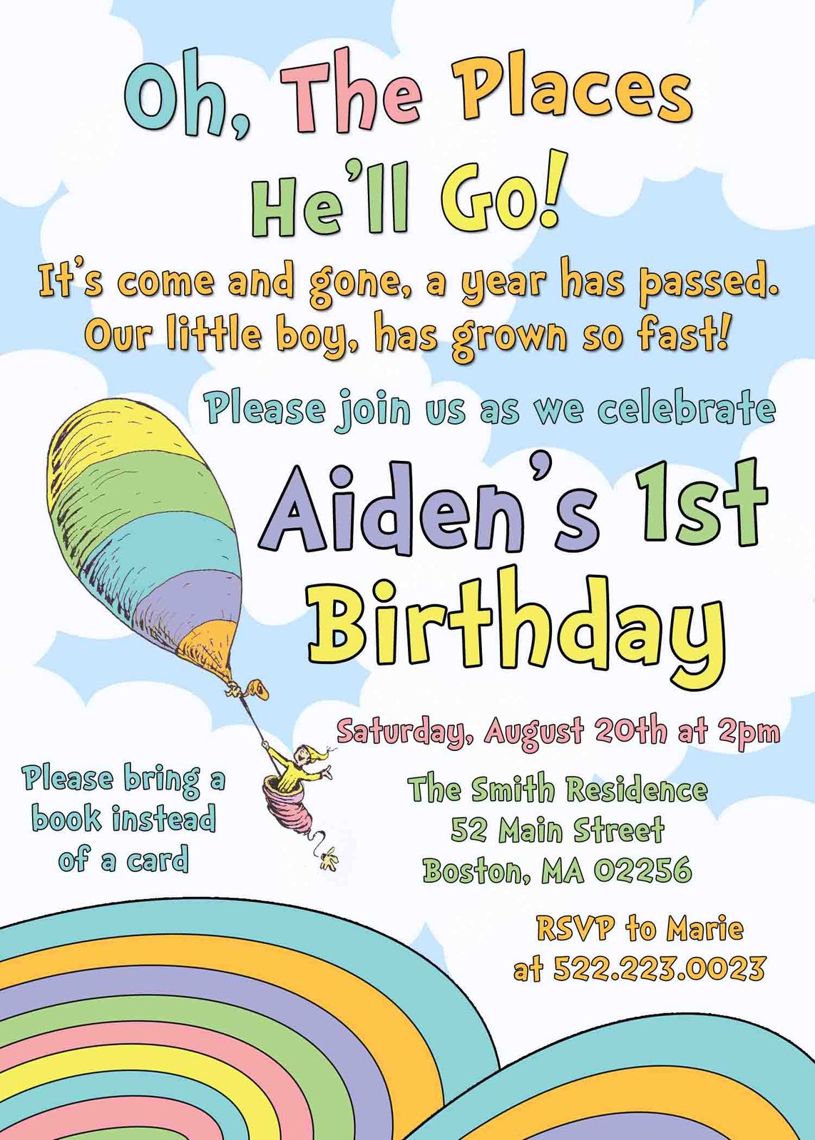 Oh The Places You ll Go Dr Seuss Boy Or Girl Birthday Invitation Personalized Invitations