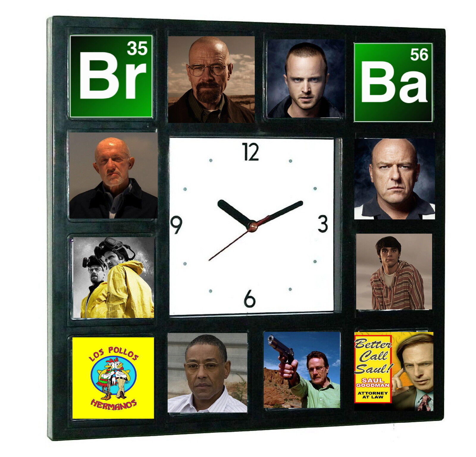 Breaking Bad Heisenberg Jesse Walter White Hank Saul Mike Clock with 12 ...