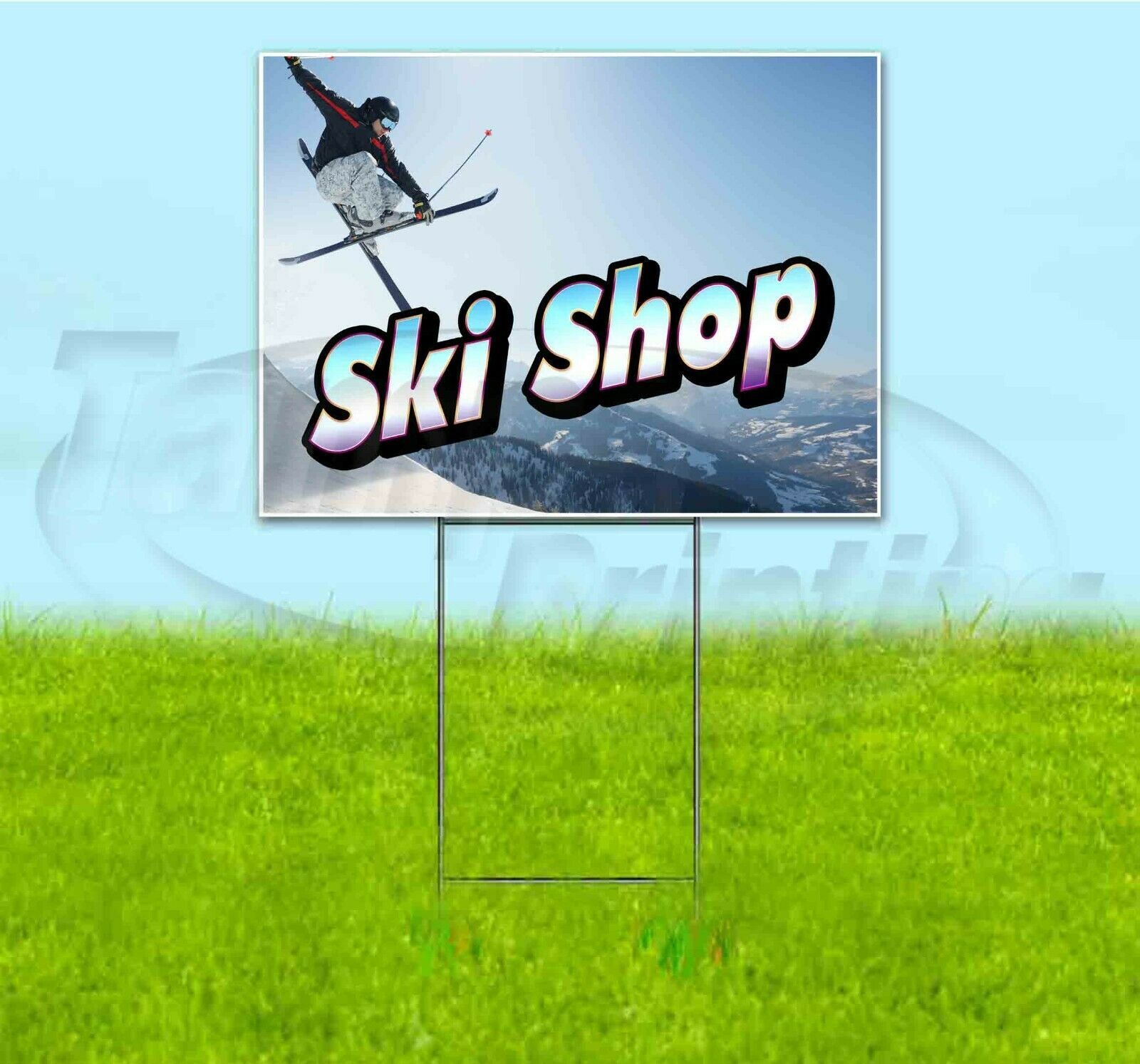 SKI SHOP 18x24 Yard Sign WITH STAKE Corrugated Bandit USA BUSINESS ...