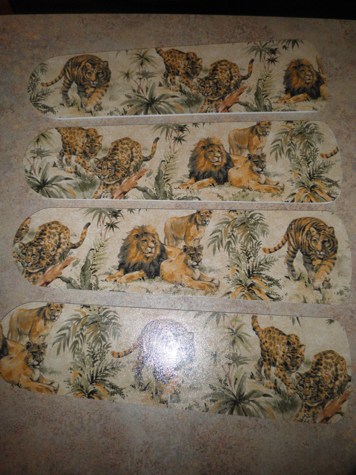 CUSTOM LEOPARD LION & TIGER JUNGLE CATS CEILING FAN w/LIGHT - Wall Fixtures