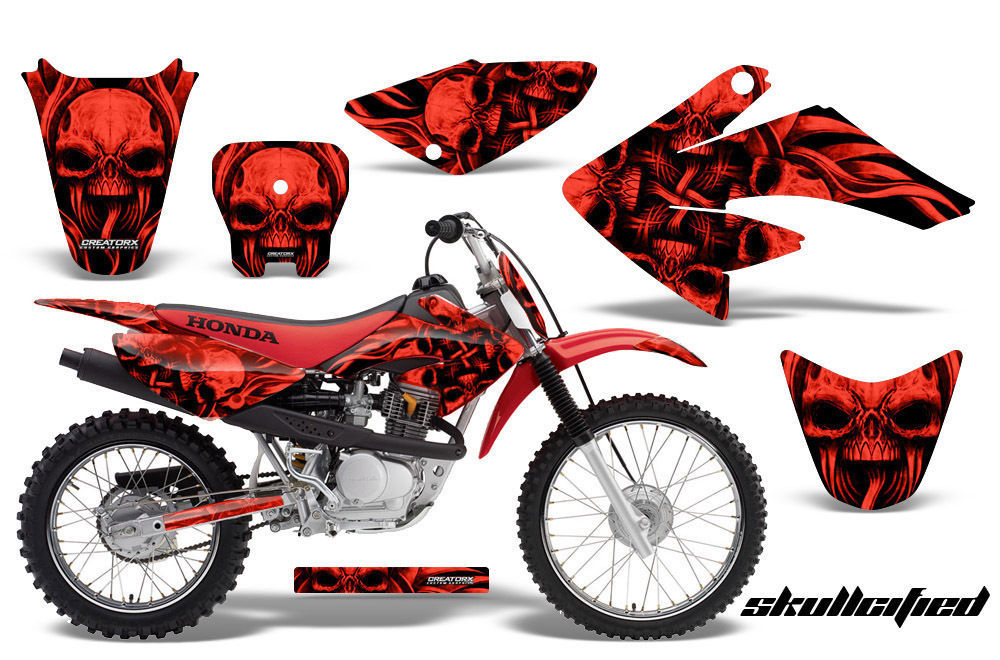 HONDA CRF 70 GRAPHICS KIT DECALS CREATORX SKULLCIFIED RED - Decals ...