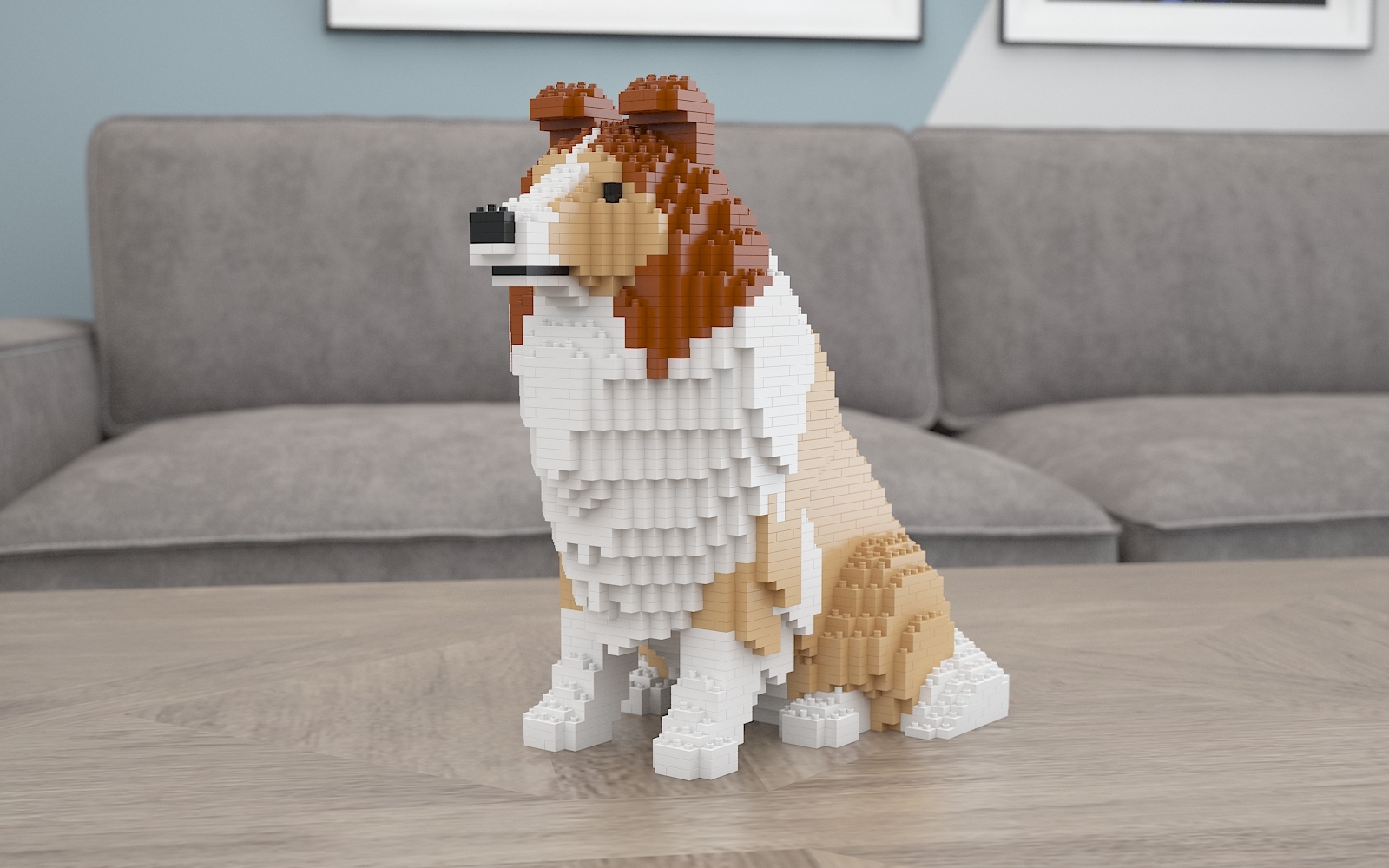 Shetland Sheepdog Sculpture (JEKCA Lego Brick) DIY Kit - Building Toy Complete Sets & Packs