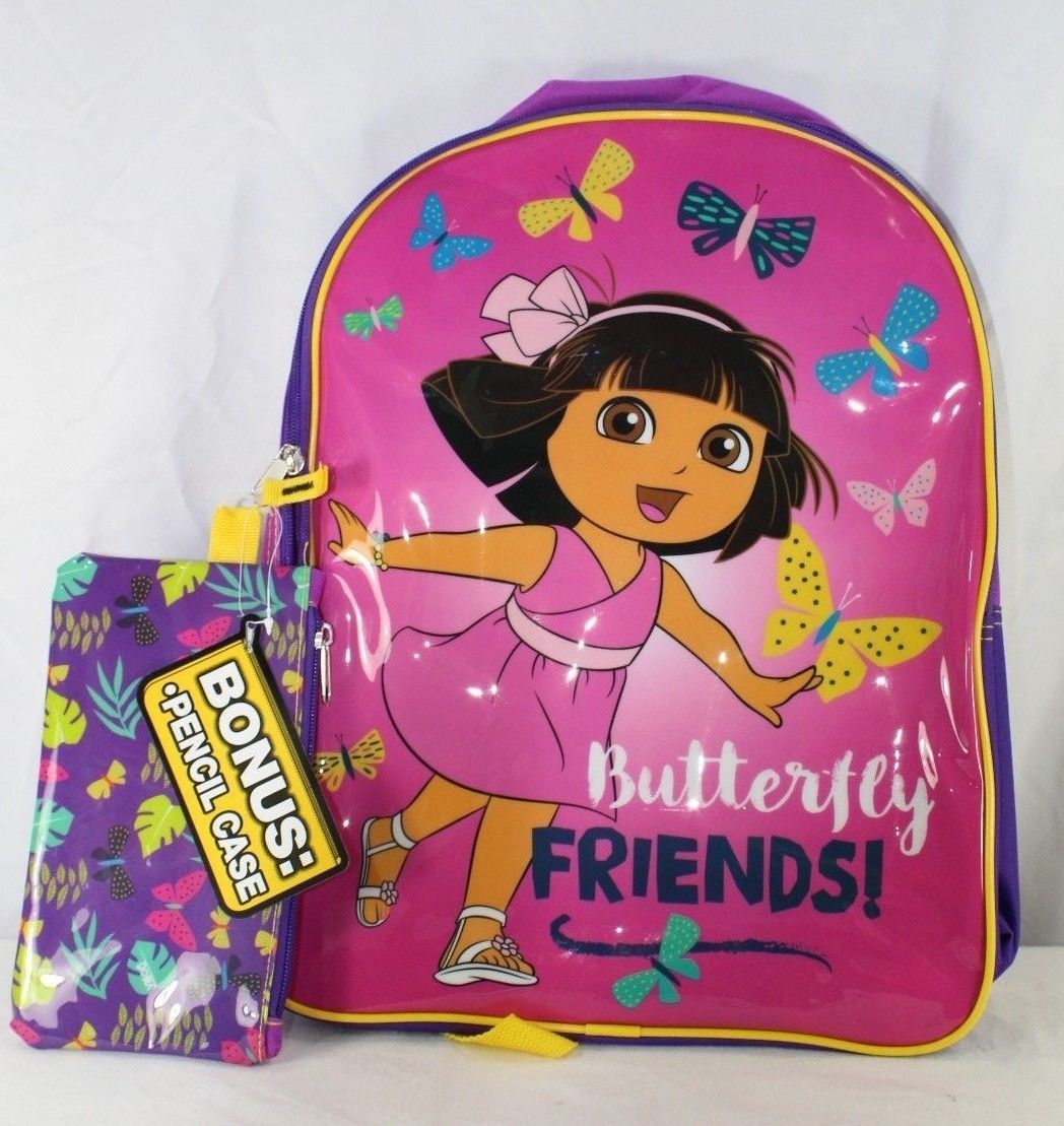 Dora The Explorer Butterfly Friends ! Pink/Purple Backpack W/ Pencil ...