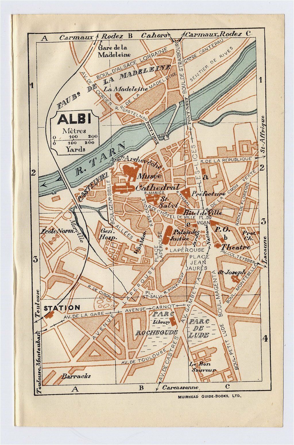 1926 ORIGINAL VINTAGE CITY MAP OF ALBI / MIDI-PYRENEES / FRANCE ...
