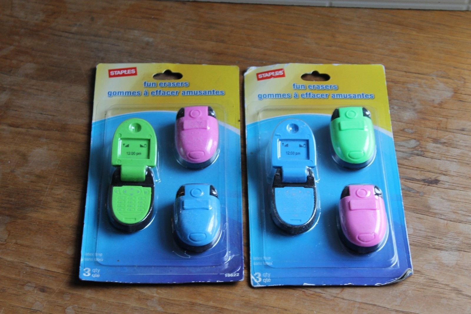 TWO PACKS of 3 Novelty Cell Phones Erasers for School Novelty or Party ...