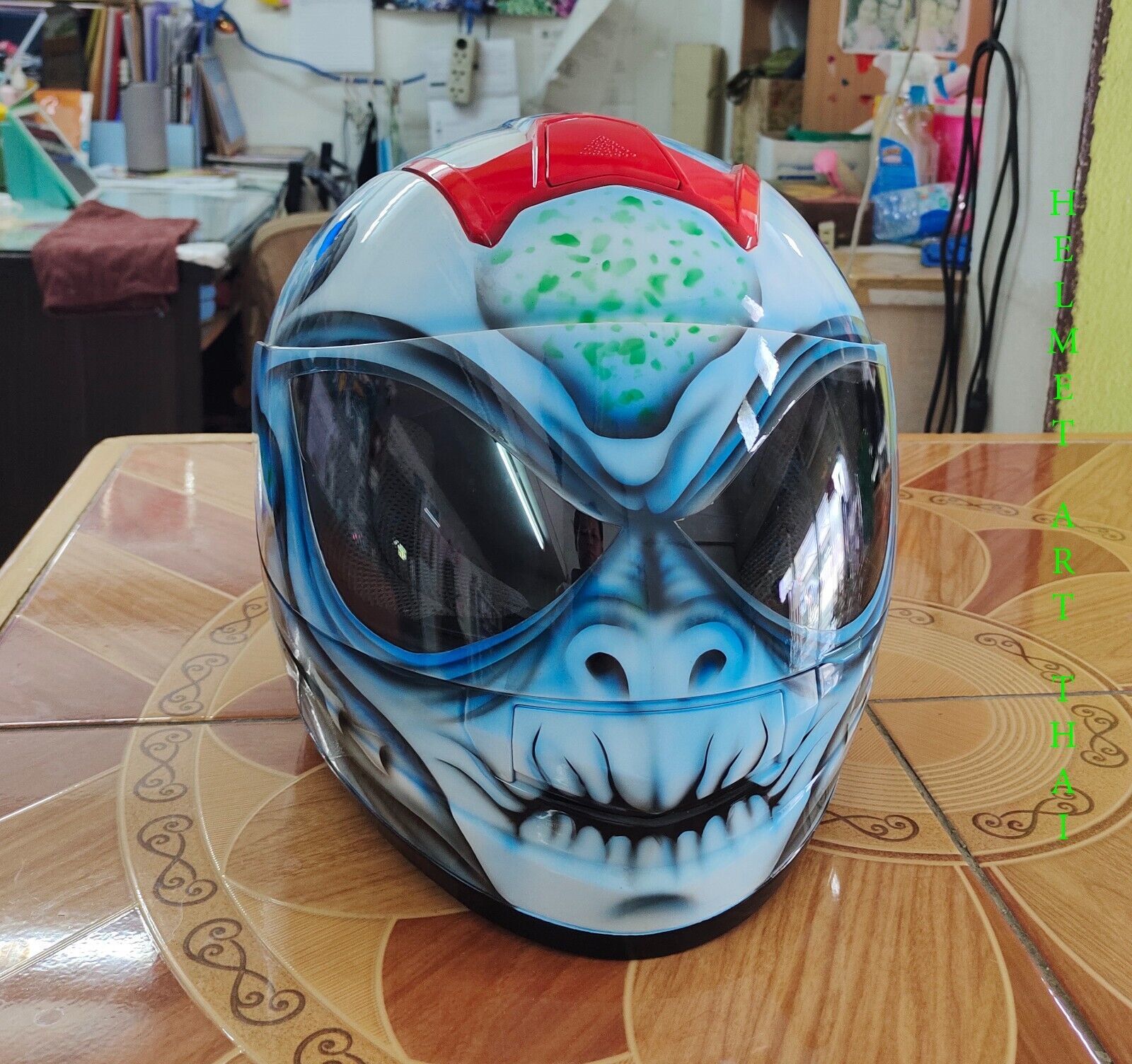 Alien Custom Airbrushed Motorcycle Helmet and similar items