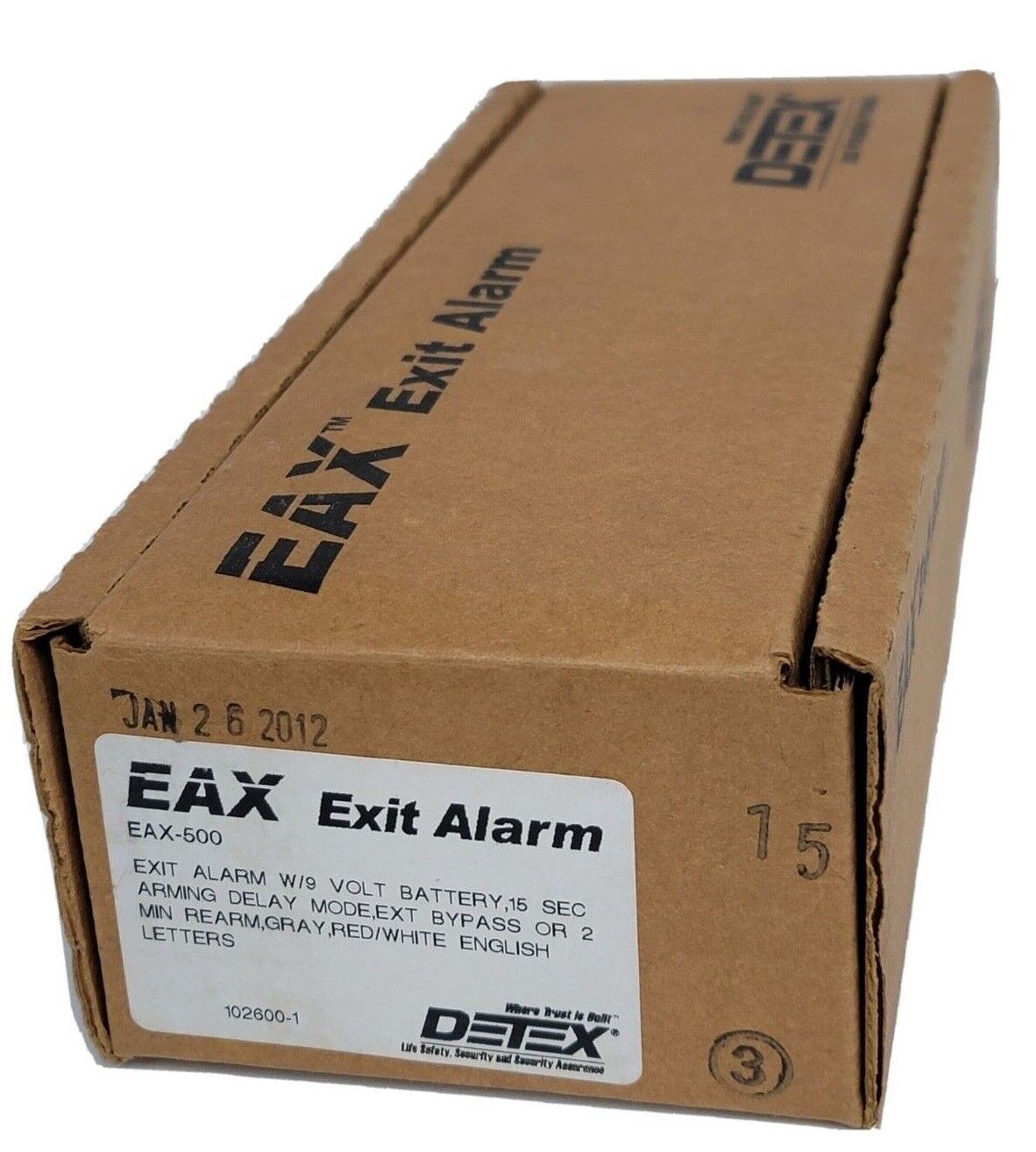 NEW DETEX EAX-500 EAX EXIT ALARM W/ 9V BATTERY GRAY 102600-1 EAX500 ...
