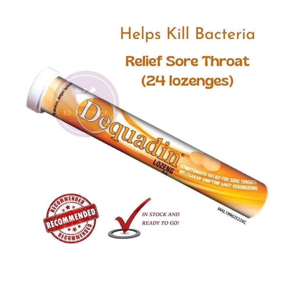 12 tubos DEQUADIN Citrus Lozenges (Dequalinium) Dolor de garganta 24's ...