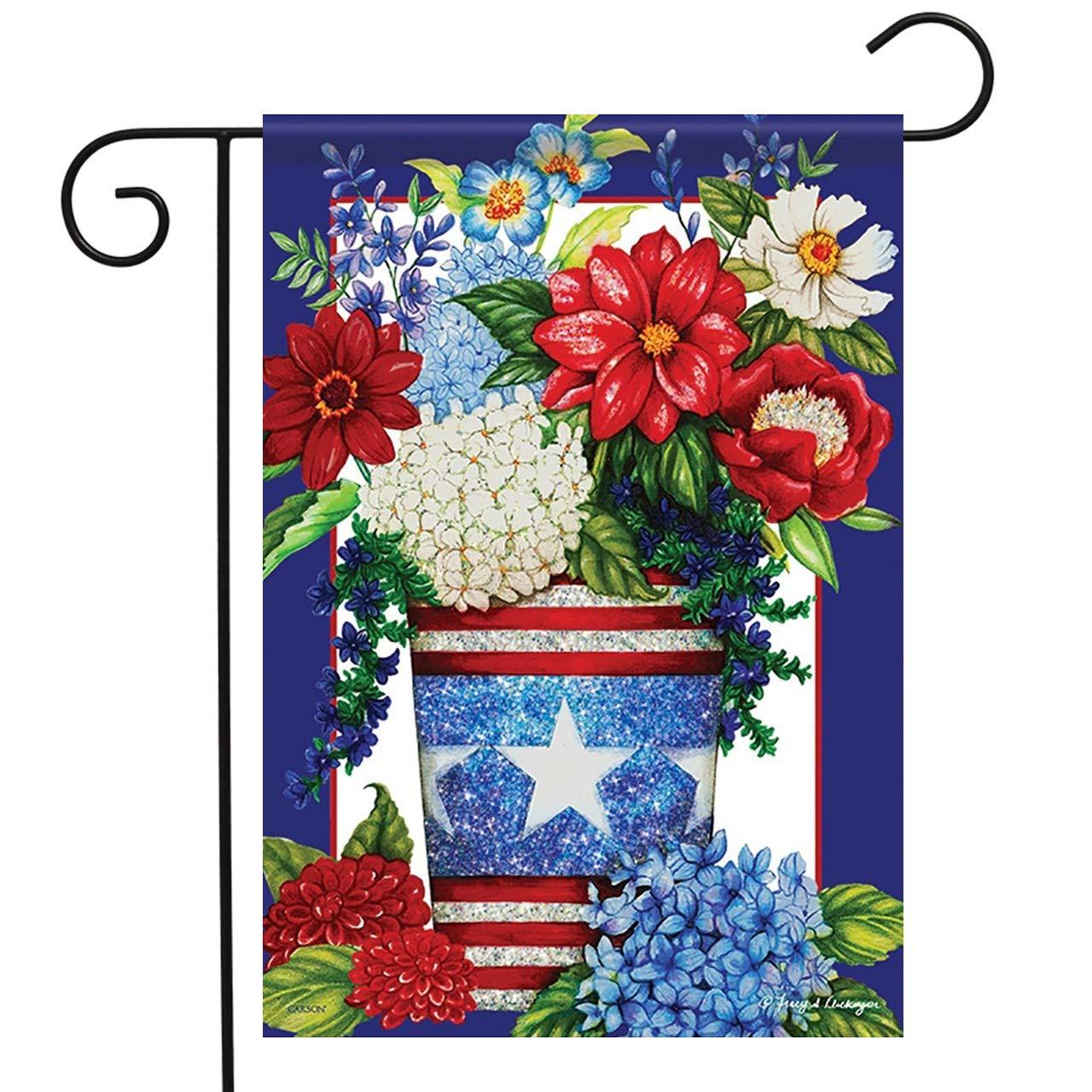 Patriotic Flowers Garden Flag -2 Sided Message, 12.5" x 18" - Flags