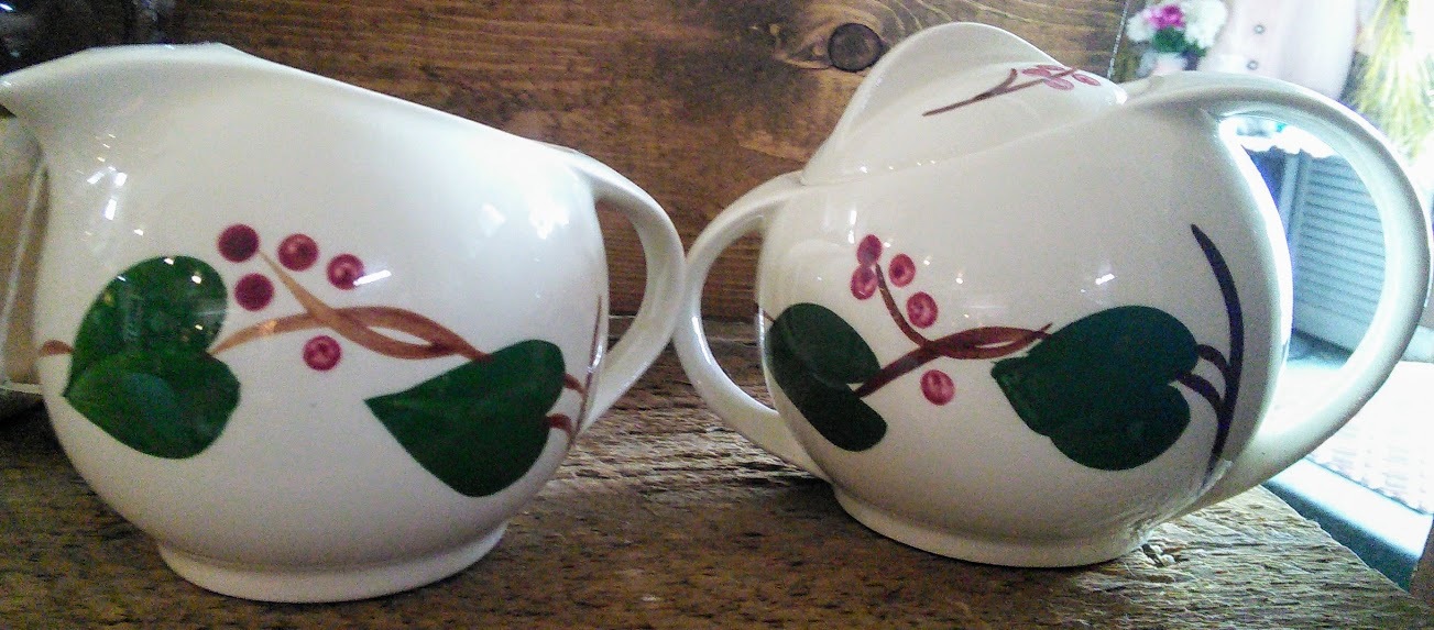 Blue Ridge Southern Pottery Stanhome Ivy Sugar Bowl and Creamer ...
