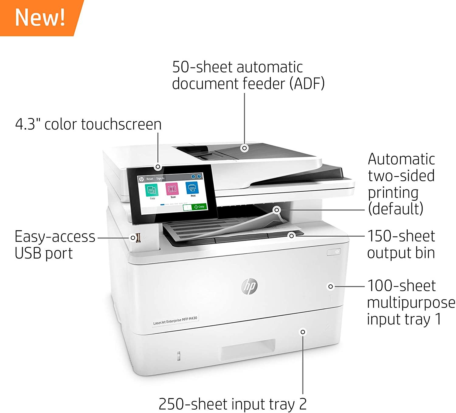 HP LASERJET MFP M430F ALL IN ONE PRINTER SCANNER 3PZ55A#BGJ W/Xtra 58A ...