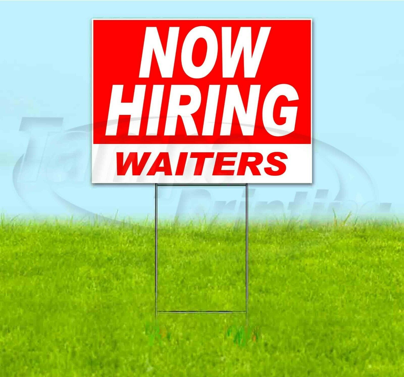 NOW HIRING WAITERS 18x24 Yard Sign WITH STAKE Corrugated Bandit USA ...