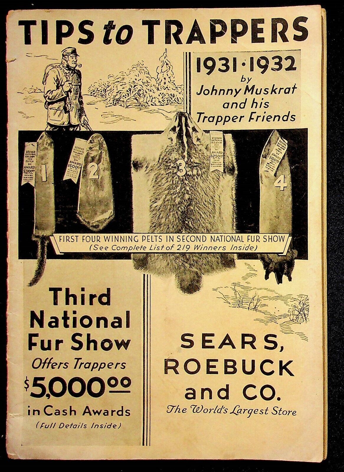 Tips To Trappers Johnny Muskrat Sears Roebuck 1931-1932 Season Hunting Trapping - Catalogs