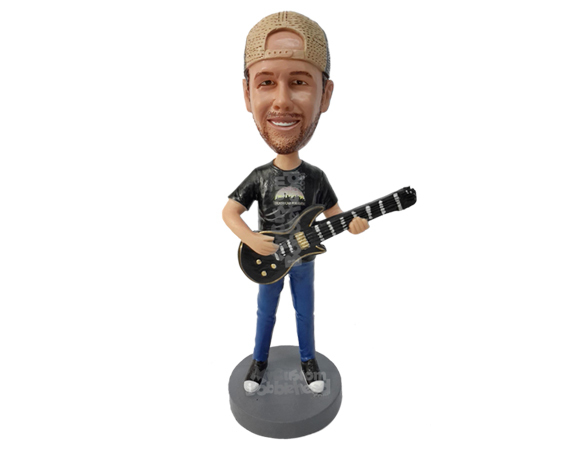 Custom Bobblehead Guy With Backwards Cap Playing A Guitar - Musicians ...