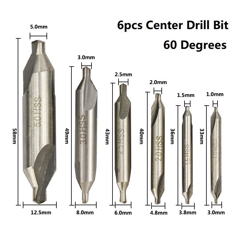 XCAN HSS Combined Center Drills 60 Degree Countersinks Angle Bit Set 1 ...