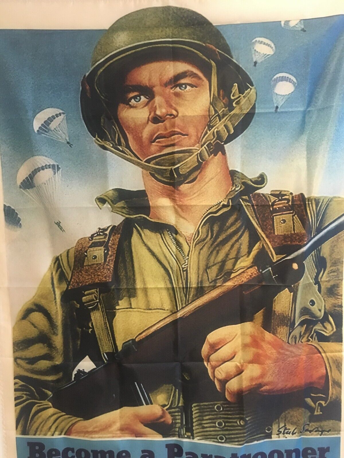 BECOME A PARATROOPER ARMY 1940s WW2 Recruitment Poster Flag Wall ...